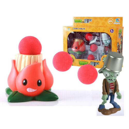 Action Figures Plants Vs. Zombies Kits Peashooter Bucket Zombie Kid ...