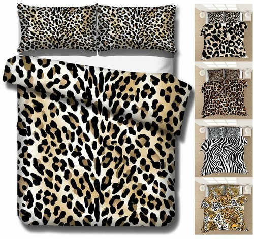 Leopard Print Doona Duvet Cover Set Pillowcase Single Double Queen Size ...