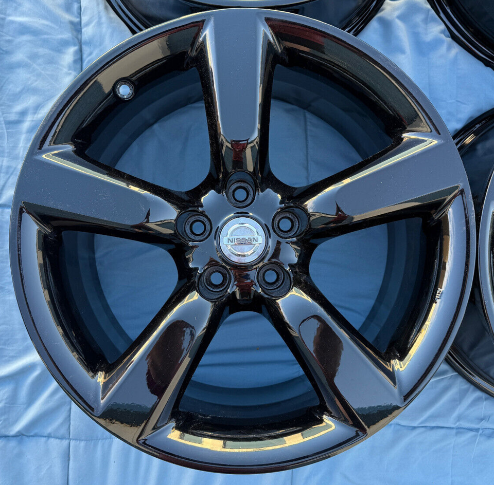 (4) 18" NISSAN 350Z 370Z FACTORY OEM GLOSS BLACK WHEEL RIMS 62455 62456 ...