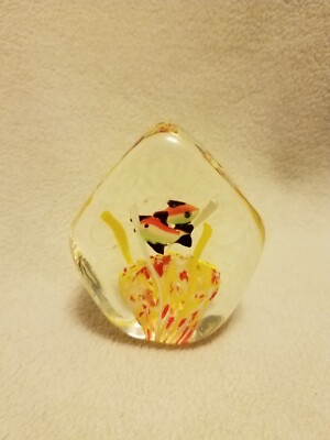 Hand Blown Clear Glass, Paper Weight With Fish Scene | eBay