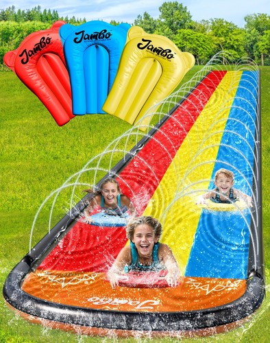 Triple Lane Slip Splash and Slide with 3 Bodyboards, 20Ft Heavy Duty ...