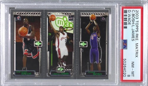 2003-04 Topps Rookie Matrix Chris Bosh LeBron James Dwyane Wade PSA 8 ...