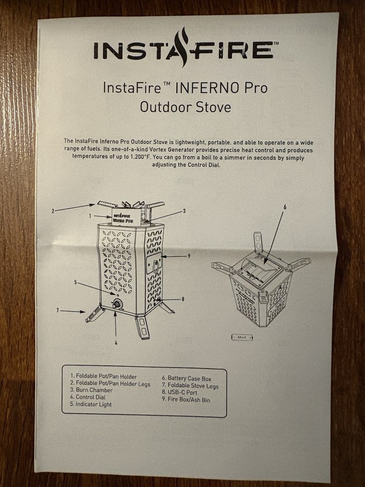 InstaFire Inferno Pro Stove Outdoor/Indoor Use Biomass Fire Starter ...
