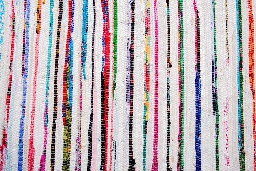 Handmade cotton stripe chindi rag rug sustainable made from recycled ...