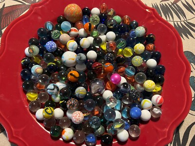 LOT DE 200 BILLES DIVERSES 1,2kg AGATE PEPITE CLOWNFISH, BLUETANG... TB ...