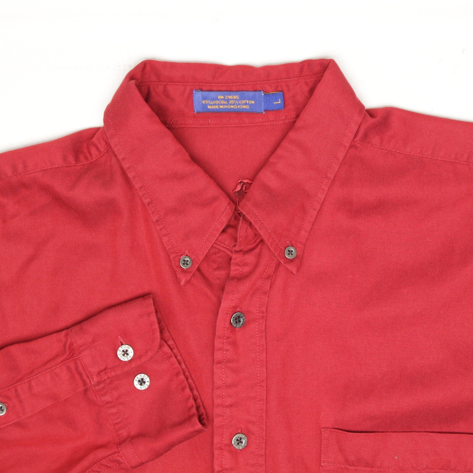 Pendleton Mens Shirt L Solid Dark Red Lyocell Cotton Blend Button Down ...