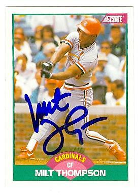 Milt Thompson autographed baseball card (St Louis Cardinals) 1989 Score ...