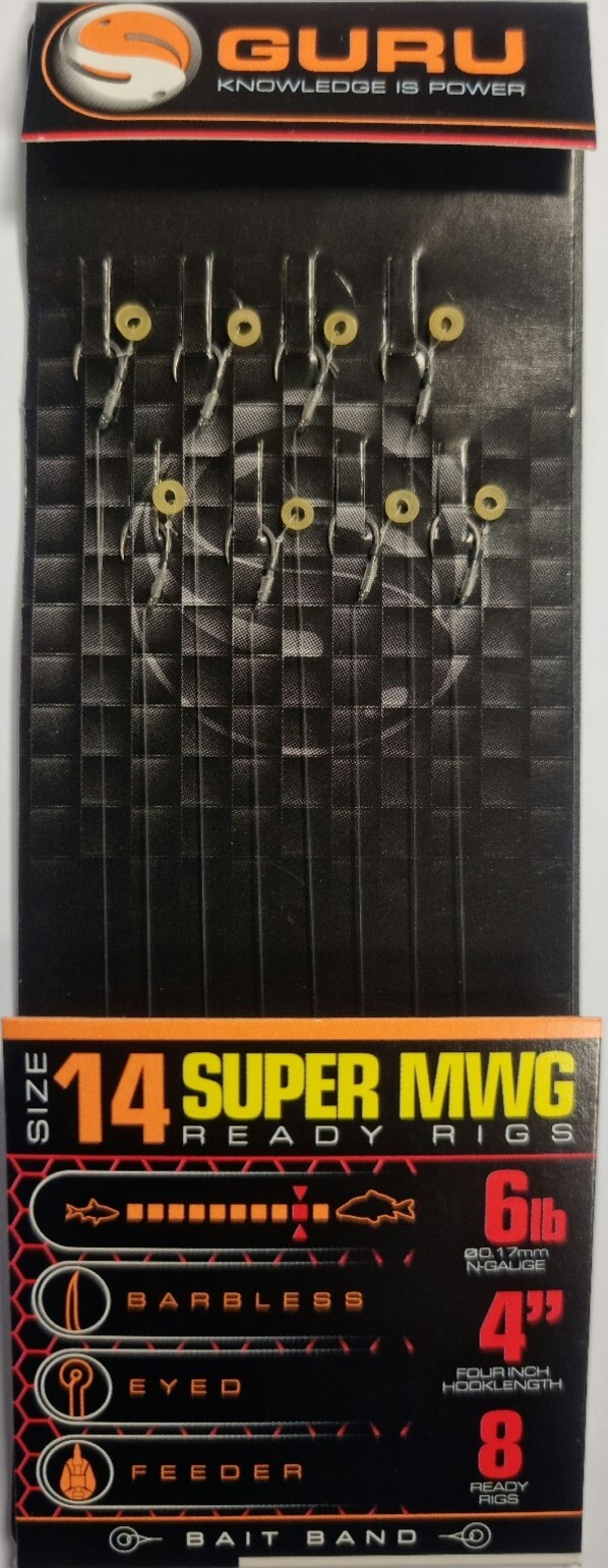 GURU 4" Extra Strong Rigs New BARBLESS HOOKS TO NYLON | eBay