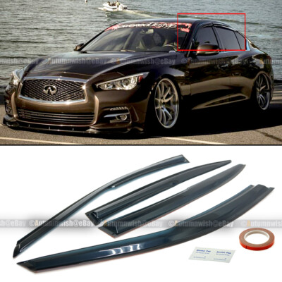 For 14-24 Infiniti Q50 JDM Wavy Mugen Style 4 Pcs Tinted Window Visor ...