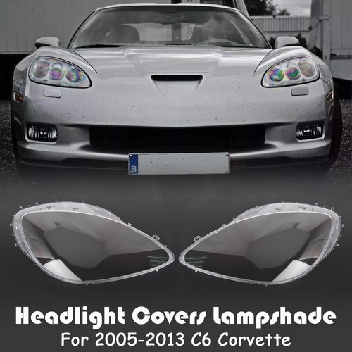 Pair Left+Right Headlight Lens Replacement Lense Cover For Corvette C6 ...