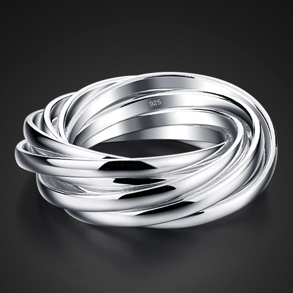 925 Sterling Silver High Polish Ring 9-in-1 Interlocked Rolling for Men ...