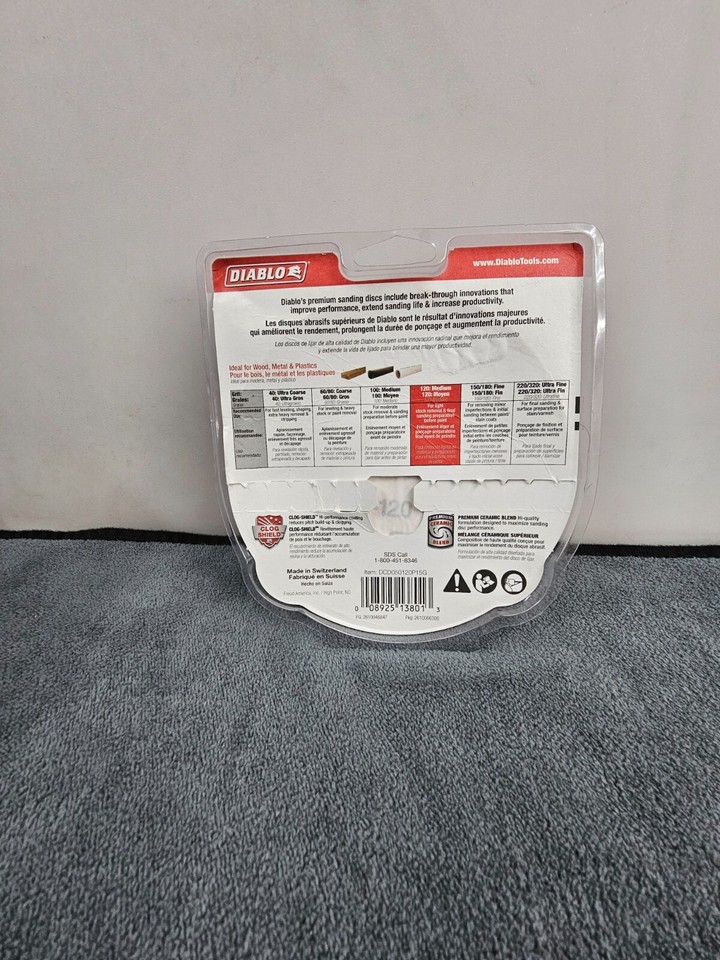 Diablo 5 in. 120-Grit PSA No Hole Sandpaper (15-Pack) | eBay