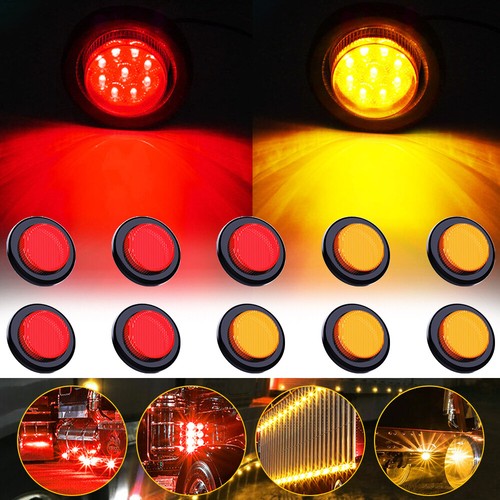 10X Amber Red Round LED Tail Stop Side Marker Rubber Light Fit ...