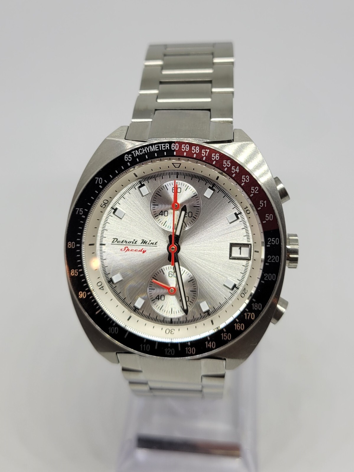 Detroit Mint Speedy Chronograph- Brushed Chrome Silver Pogue Seiko VK61 ...