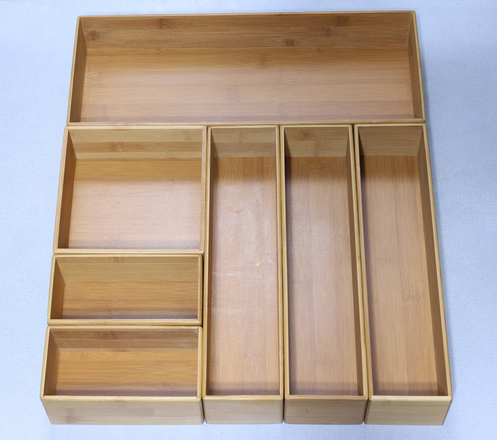 7 Piece Bamboo Drawer Organizer Set, Varied Sizes (18" x 15" layout), 2 ...