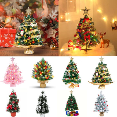 60cm Mini Small Christmas Tree with LED Lights Xmas Tabletop Rtificial ...