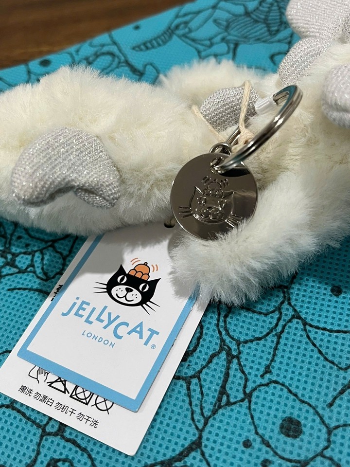 NWT Jellycat Amuseable White Dragon Plush Bag Charm Keychain Soft Toy ...