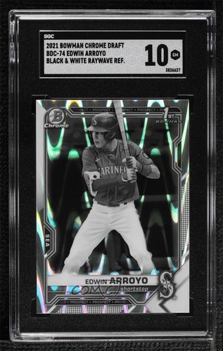 2021 Bowman Draft Chrome Black & White RayWave Refractor Edwin Arroyo ...
