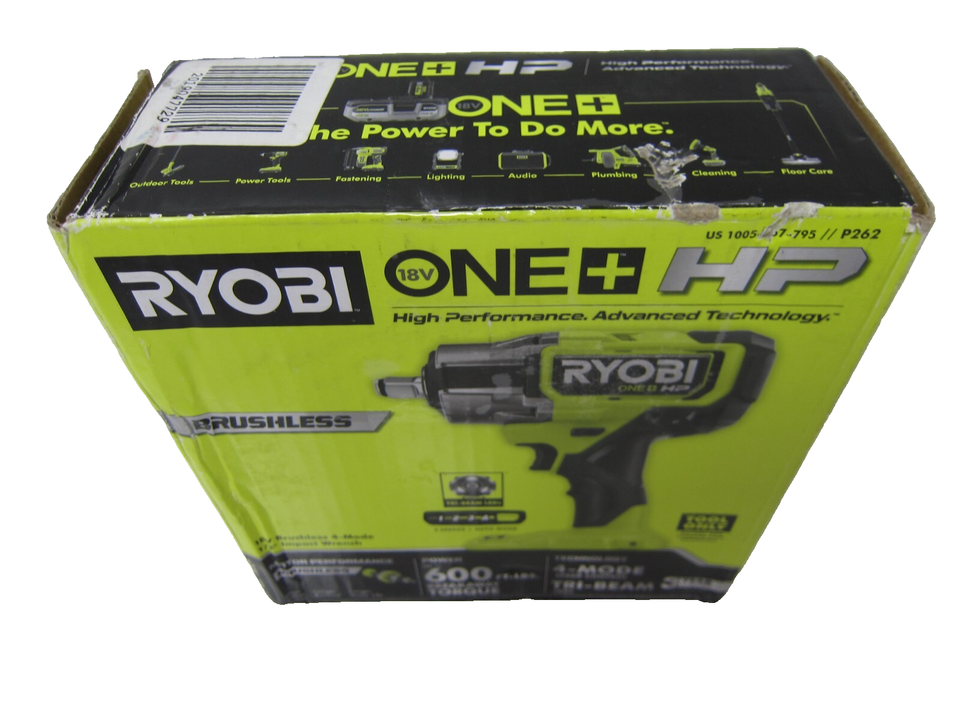 Ryobi One+ 18V 1/2 in Impact Wrench 4 Modes Brushless (Tool Only) P262 ...