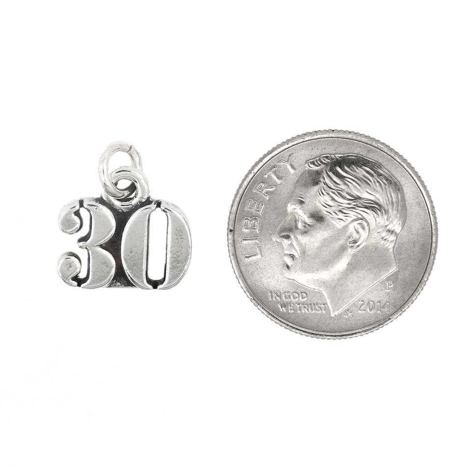 Sterling Silver Stencil Number 30 Thirty Charm Pendant | eBay