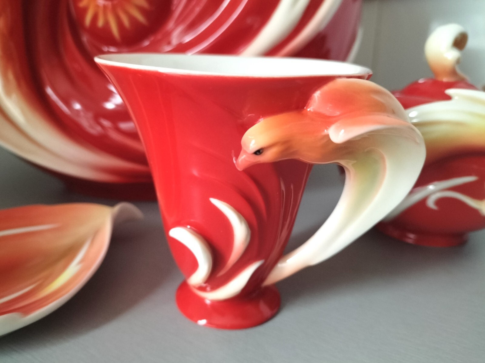 STUNNING Franz Porcelain RED DRAGON Tea Set Centrepiece - Chinese New ...