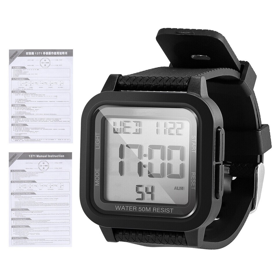Waterproof Digital Sports Watch Men Military Tactical LED Backlight ...