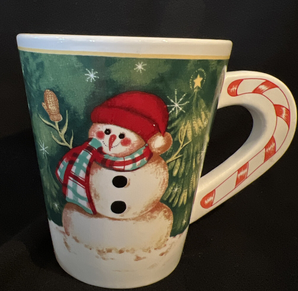 1 Christmas Snowmen Coffee Mug Cup Snowman Holly Flat Handle | eBay
