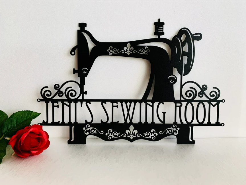 Personalized Sewing Metal Signs, Monogram Wall Decor, Custom Last Name ...