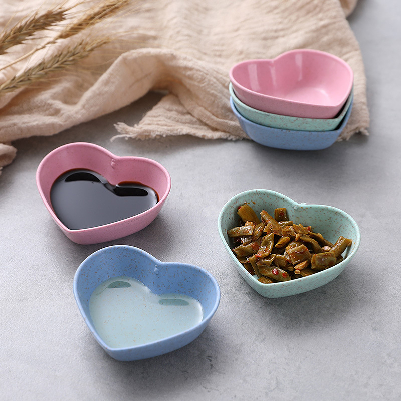 Dipping Dish Stackable Compact Beautiful Heart Shape Sauce Dish 3 ...