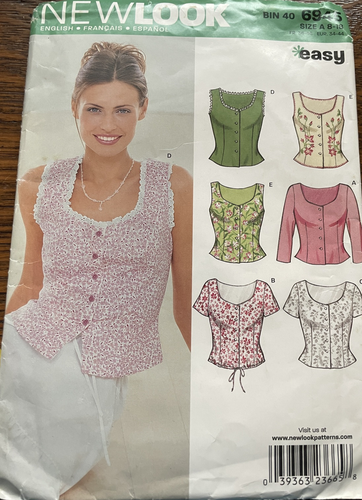 New Look 6945 Easy Button Front Fitted Top Shirt Blouse Pattern 6 ...