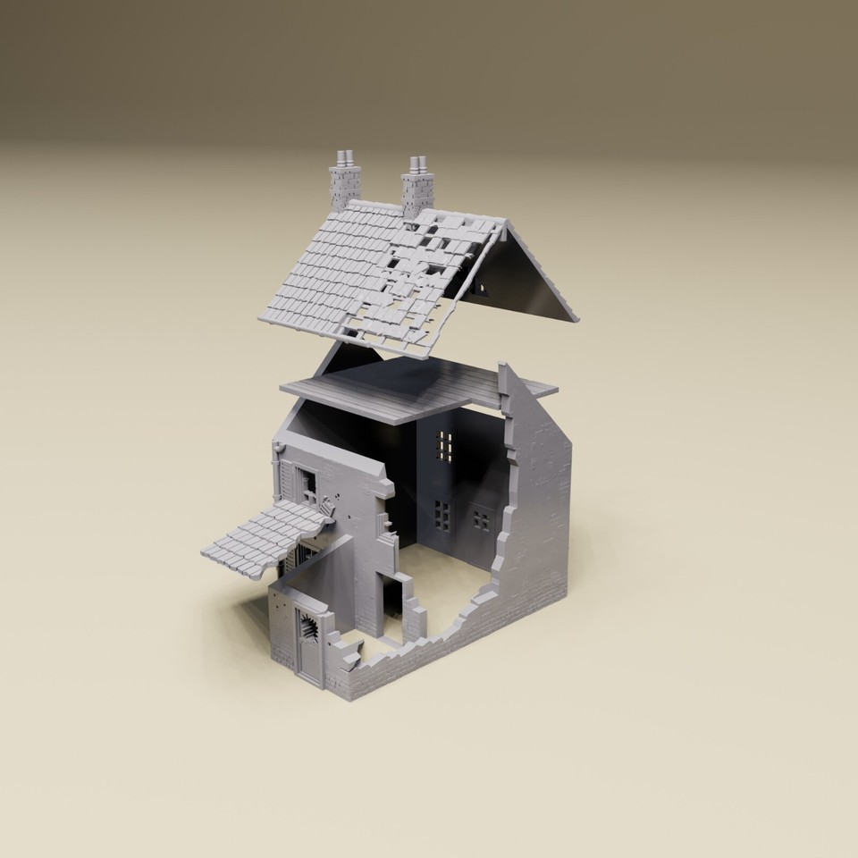 Destroyed Carentan House - WWII tabletop wargaming terrain 28mm, 20mm ...
