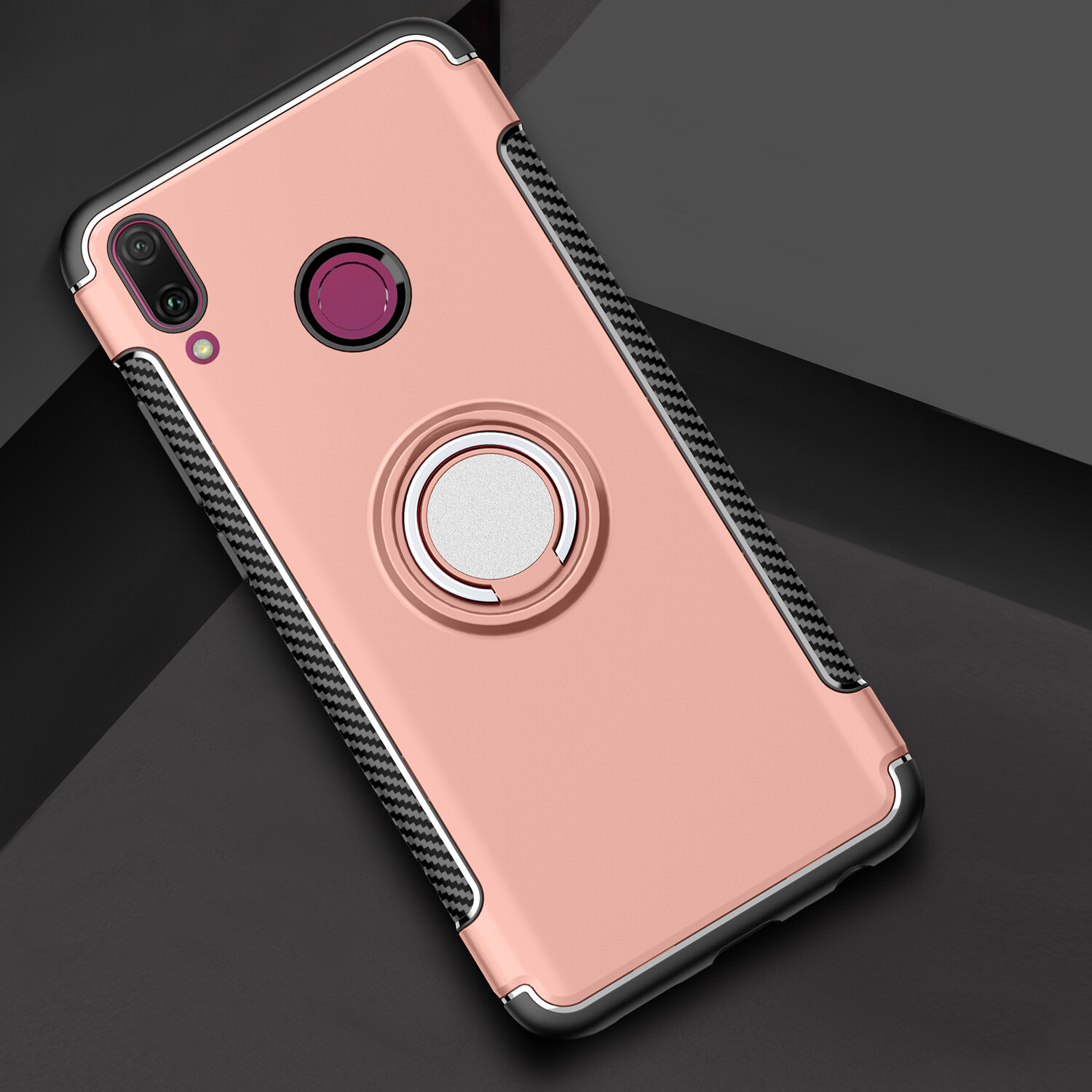 For Huawei Y9 2019 Luxury Ultra Slim Ring Holder Shockproof Armor Case ...