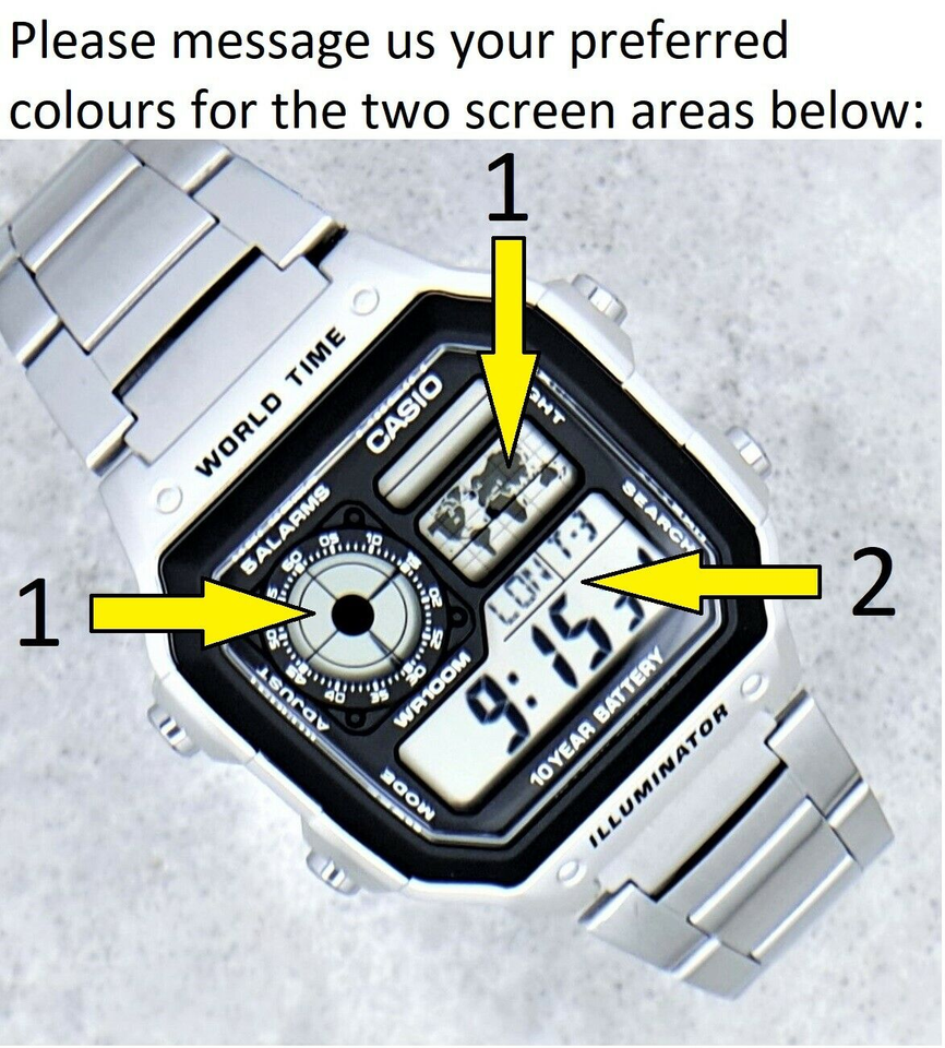 Casio Royale Watch with TWO Colour Screen Mod, pick your own colours ...