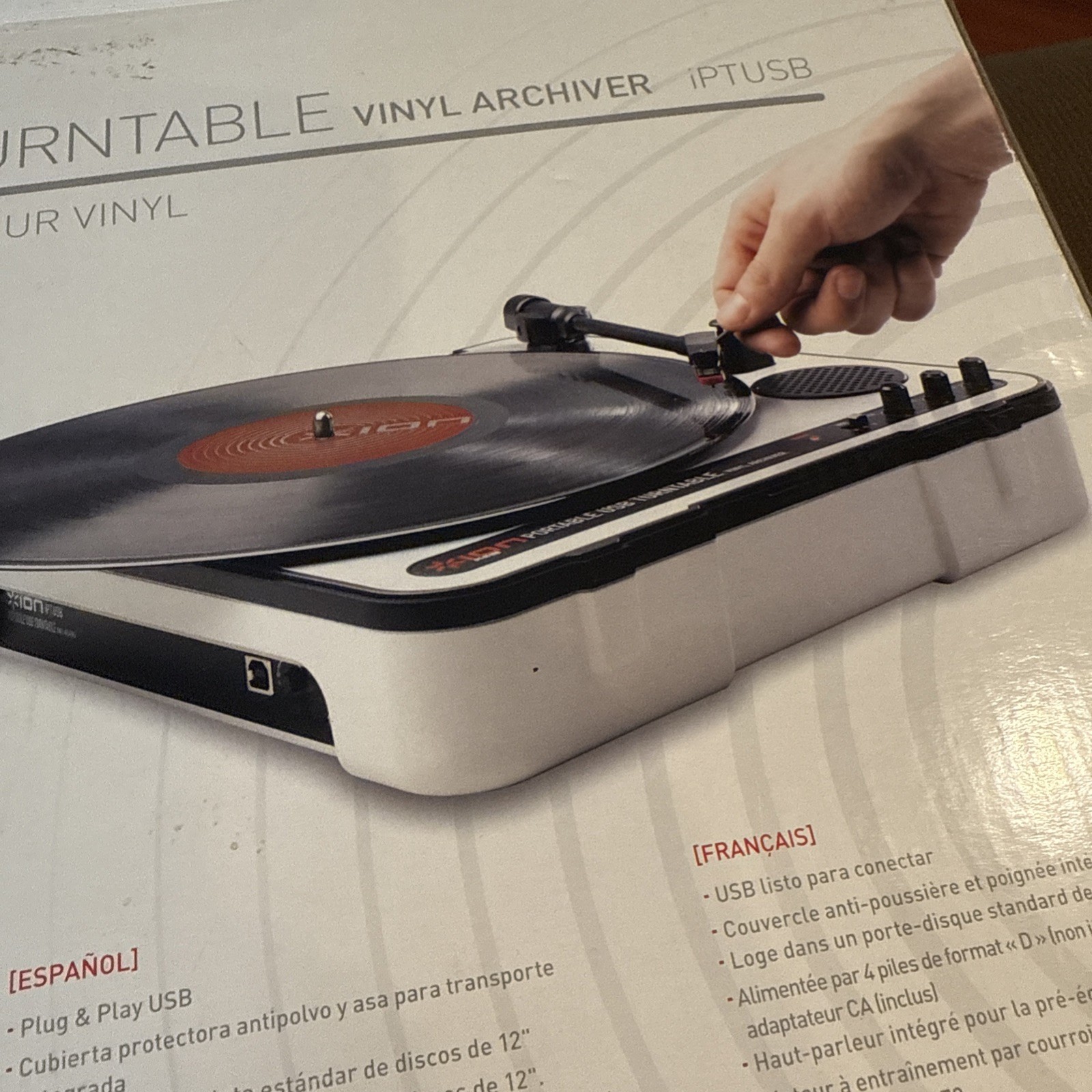 ION Portable USB Turntable Convert Vinyl to CD or Mp3 Built in Speaker ...