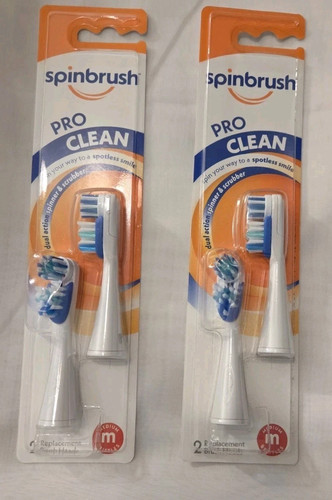 2-2 Packs Spinbrush Pro Clean Medium Replacement Brush Heads 4 Heads ...