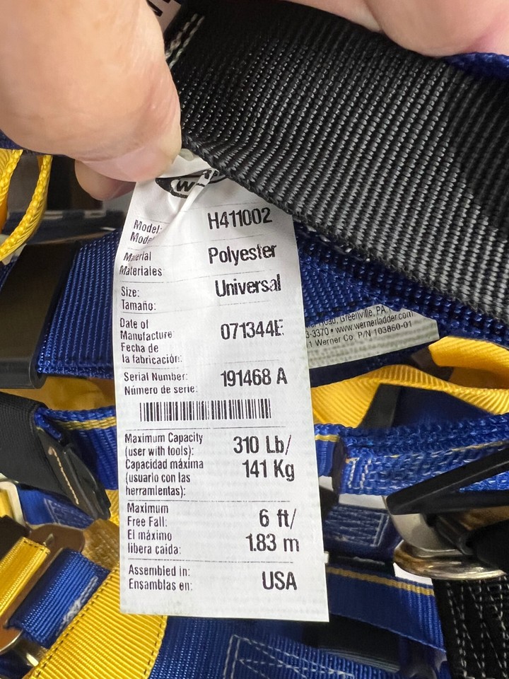 Werner Fall Protection Safety Harness #2 - H411002 | eBay