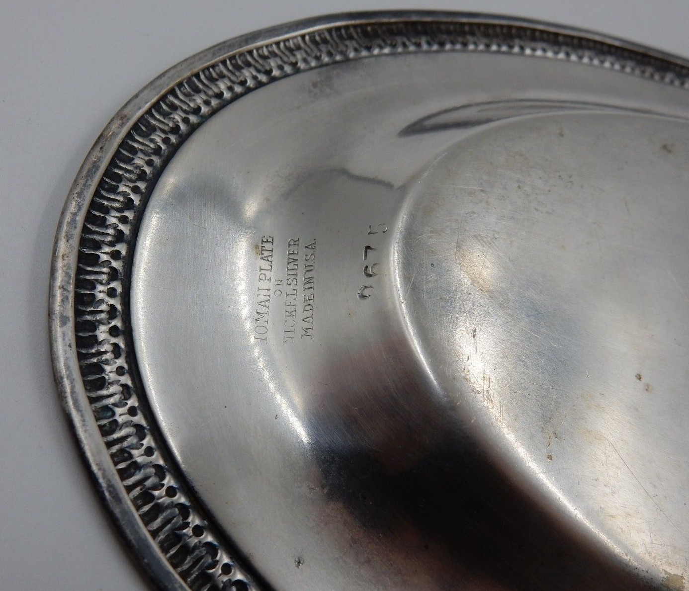 ANTIQUE HOMAN PLATE on NICKEL SILVER 10-7/8" OVAL SHAPED PLATTER *0675 ...