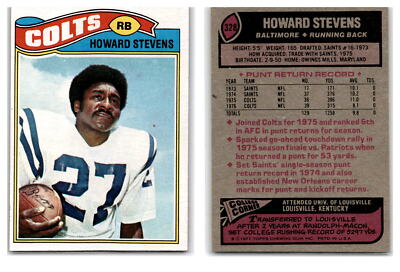 1977 Topps #328 Howard Stevens EXMT/NM - Baltimore Colts | eBay