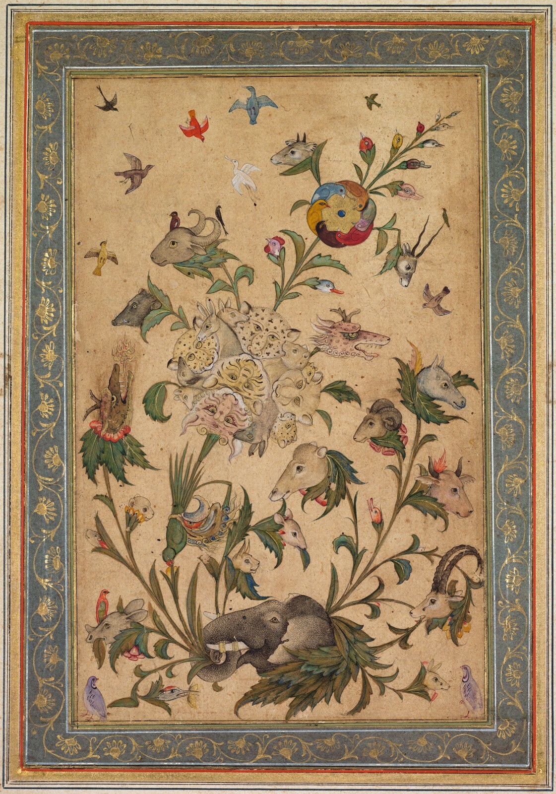 Indian Art : "A Floral Fantasy of Animals and Birds" (1600s) — Fine Art ...