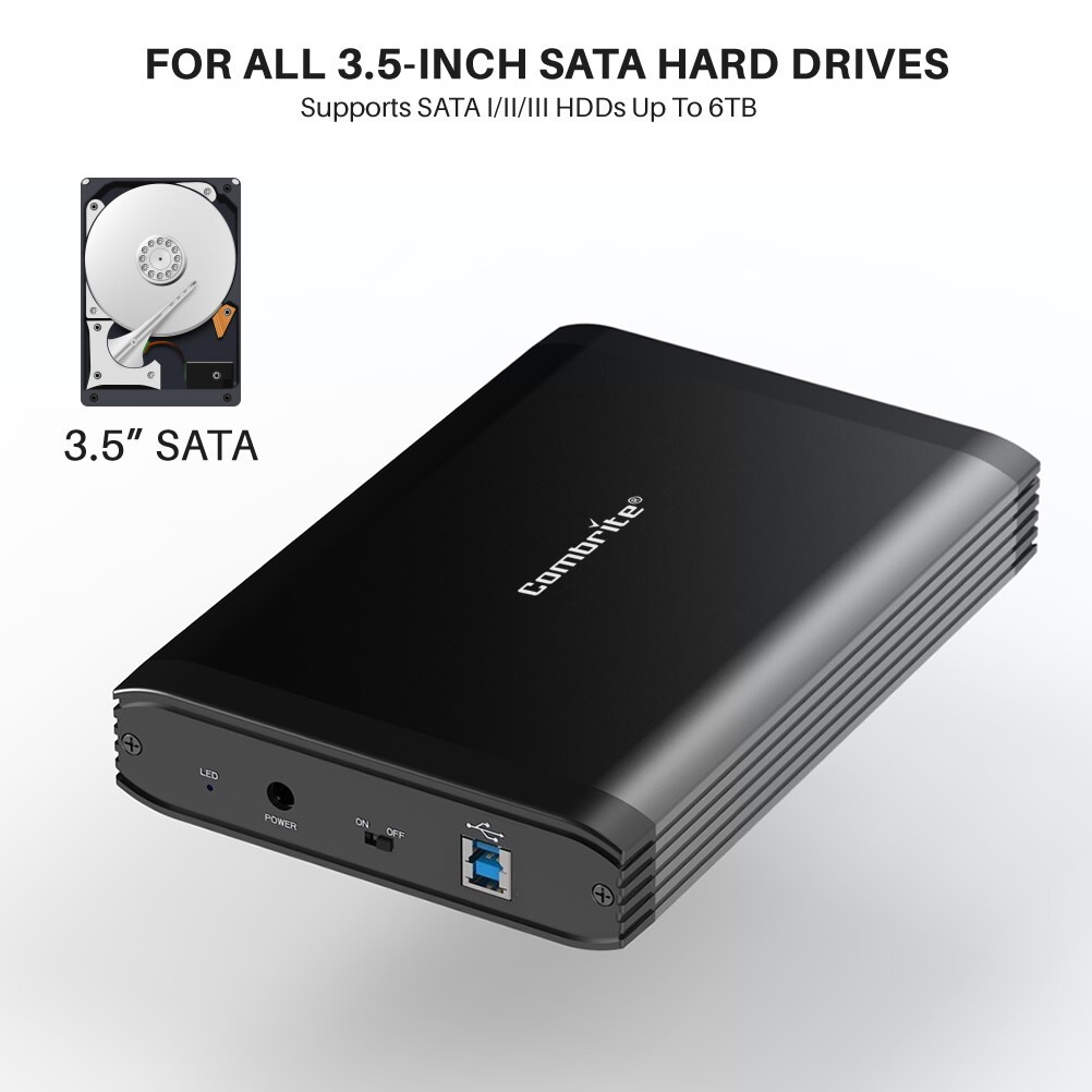 Combrite 3.5 Inch Hard Drive HDD Enclosure USB 3.0 To SATA External ...