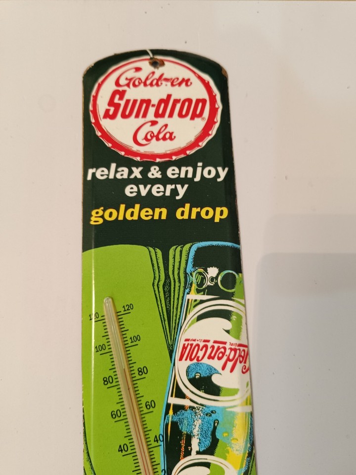 Vintage Glass Thermometer GOLD-EN Sun-Drop No porcelain merchandise ...