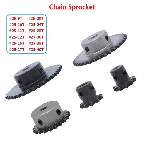 #25 9T-40T Roller Chain Sprocket With Step Pitch 1/4" 6.35mm For 04C ...