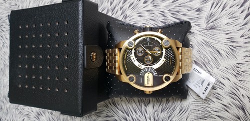Diesel Men's Little Daddy Black Face Chronograph Gold Band Watch DZ7412 ...