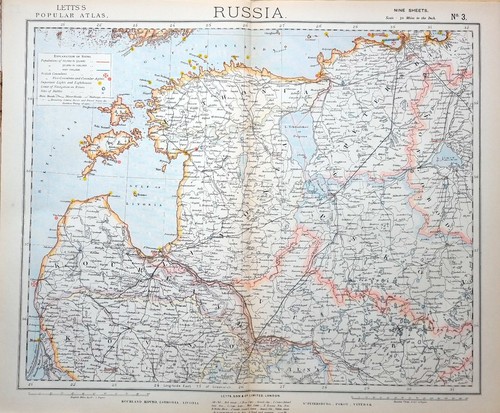 1882 LETTS MAP RUSSIA ESTHONIA KOURLAND KOVNO OESEL | eBay