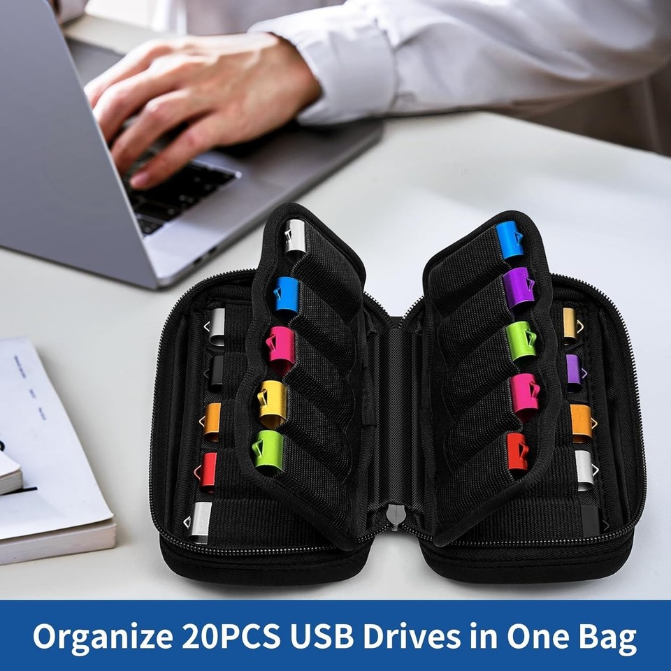 20 Slots USB Flash Drive Case with Labels, USB Storage Case Thumb Drive ...