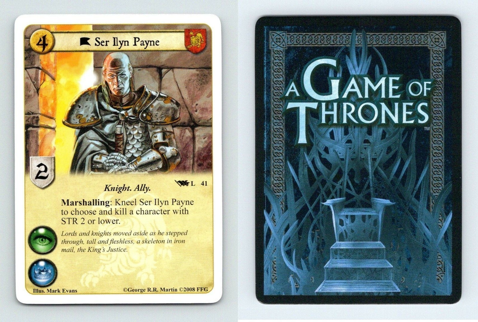Ser Ilyn Payne #L 41 A Game Of Thrones 2008 LCG Card | eBay