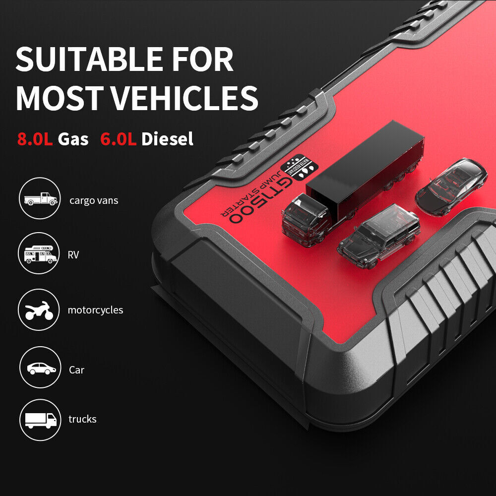 GOOLOO Jump Starter 1500A Portable 12 Volt Car battery Heavy duty high ...