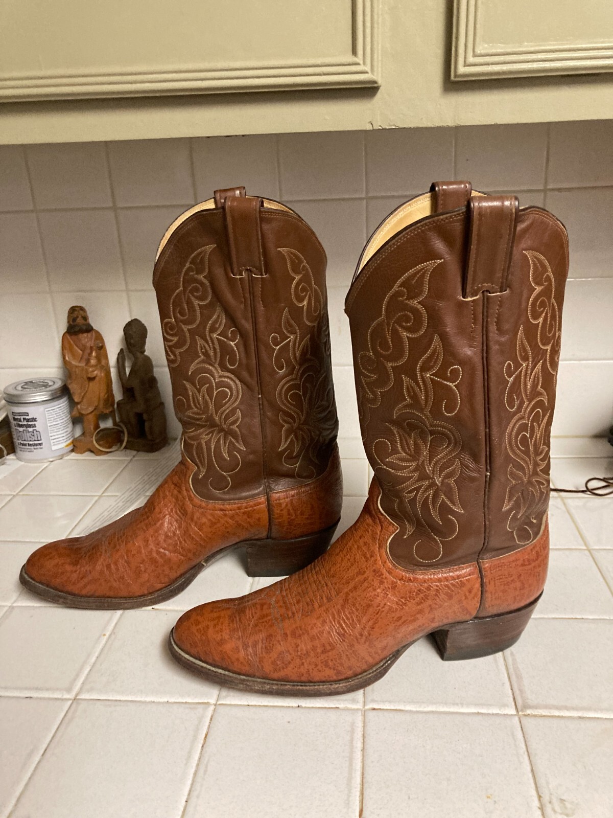 JUSTIN Vintage Cowboy 9117 Cognac Leather Western Boo… - Gem