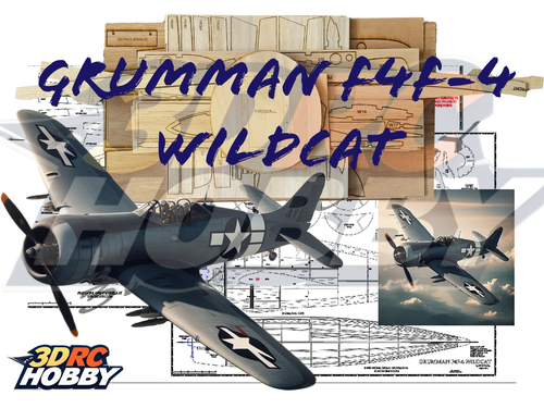 Grumman F4F-4 Wildcat 32" WS RC Airplane Laser Cut Balsa Ply Short Kit ...