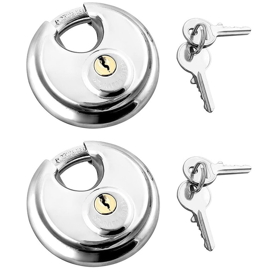 4 Pack Discus Padlock Stainless Steel Disc Padlock with Key 3/8 Inch ...
